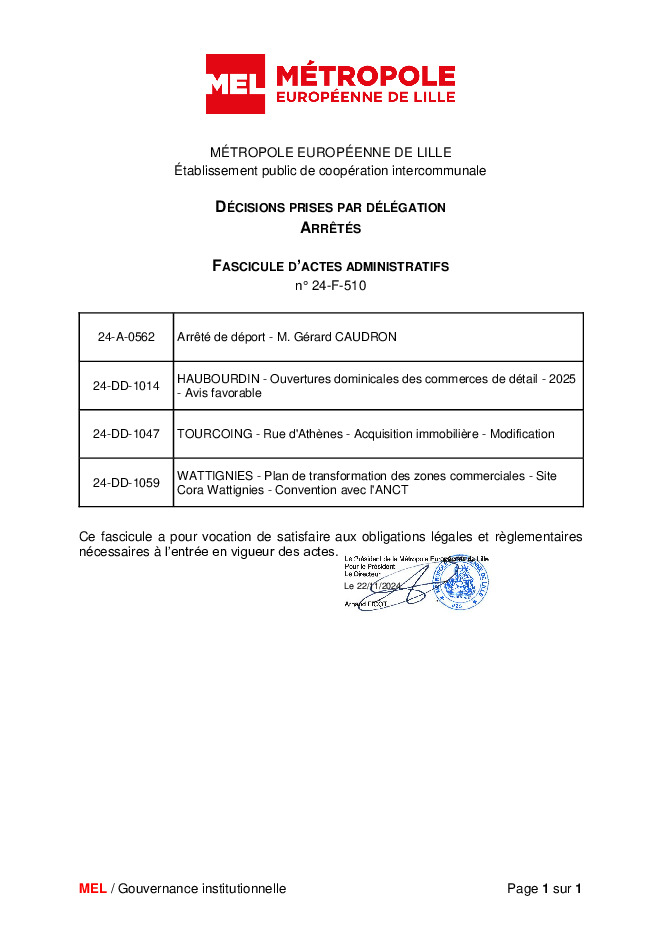 Fascicule 510 du 22 novembre 2024 (.pdf) | Métropole européenne de Lille